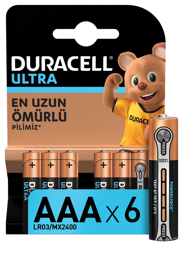 Duracell Ultra AAA 1.5V İnce Kalem Pil - LR03 - MX2400, 6lı - Robot Sepeti