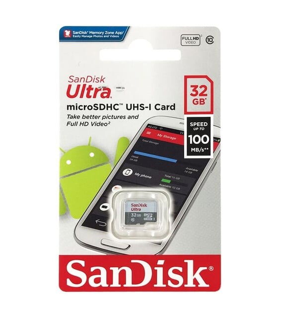 Sandisk Ultra microSDHC UHS-I 32GB Hafıza Kartı 100MB/s - Robot Sepeti
