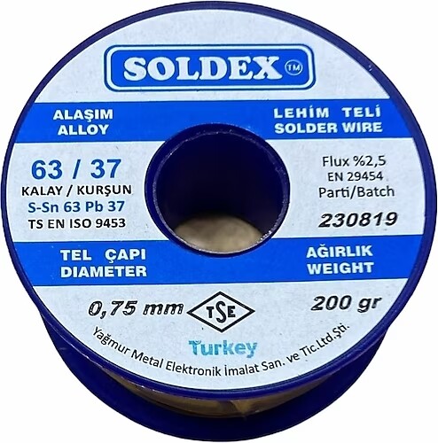 Soldex Lehim Teli 0.75mm 200 Gr | Sn63 - Pb37 (63/37) | 630752 - Robot ...